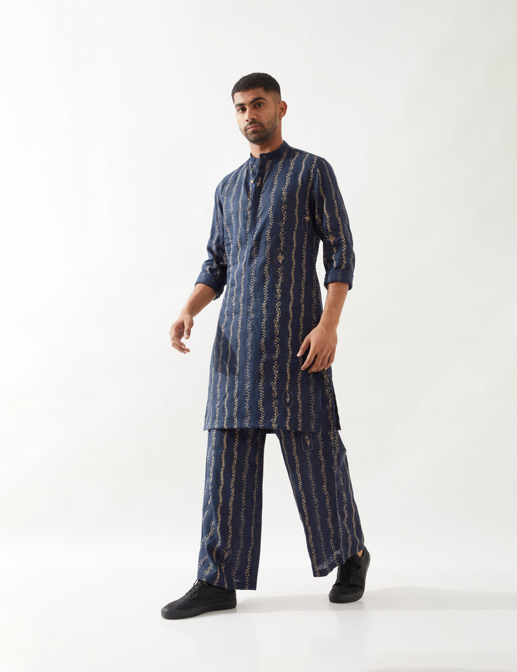 KEVIN VINE KURTA - NAVY – Son Of A Noble